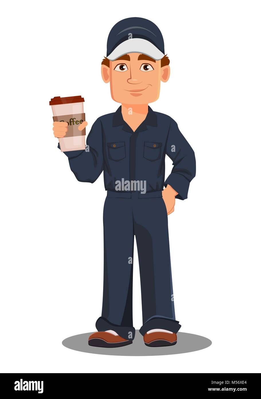 Professional auto mechanic in uniform. Smiling cartoon character ...