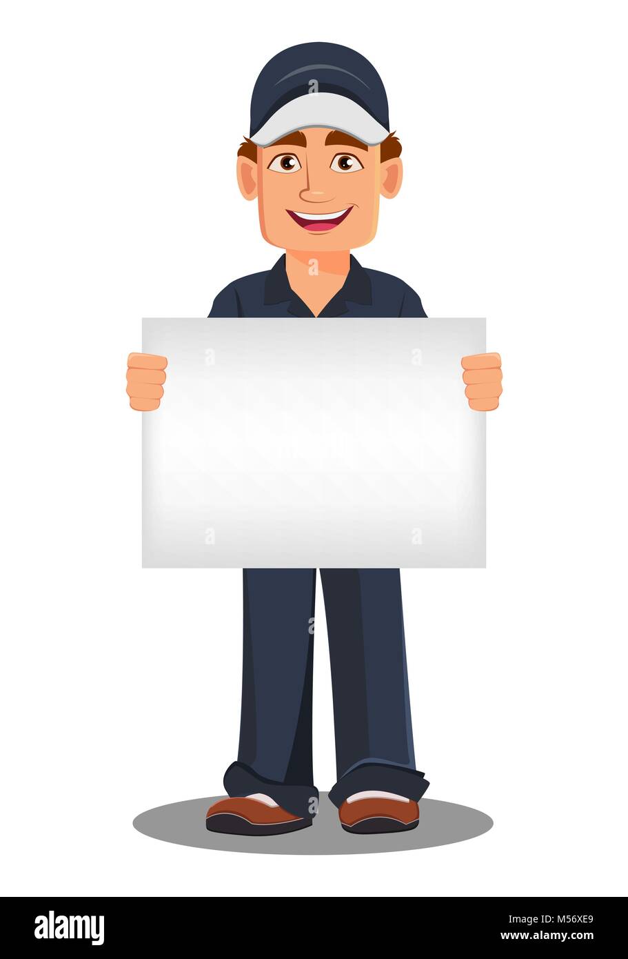 Professional auto mechanic in uniform. Smiling cartoon character ...