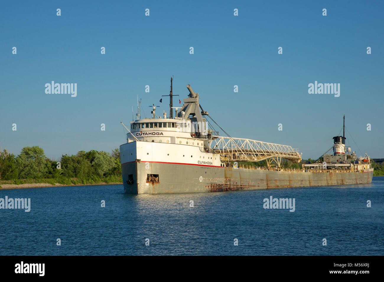 The Cuyahoga self-unloading bulk carrier passing through the Welland ...