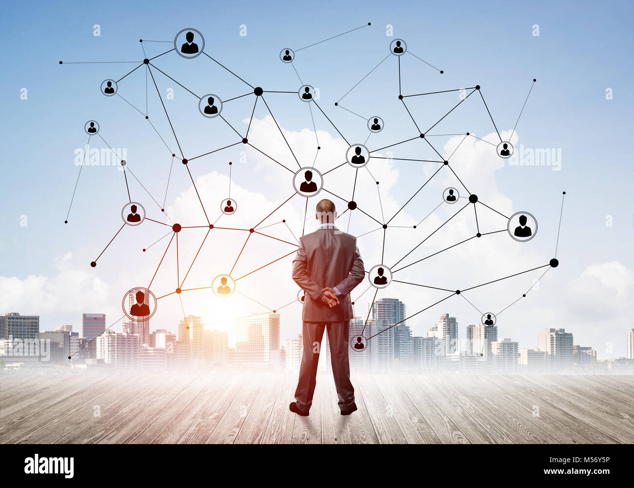 Social connection concept drawn on screen as symbol for teamwork and ...