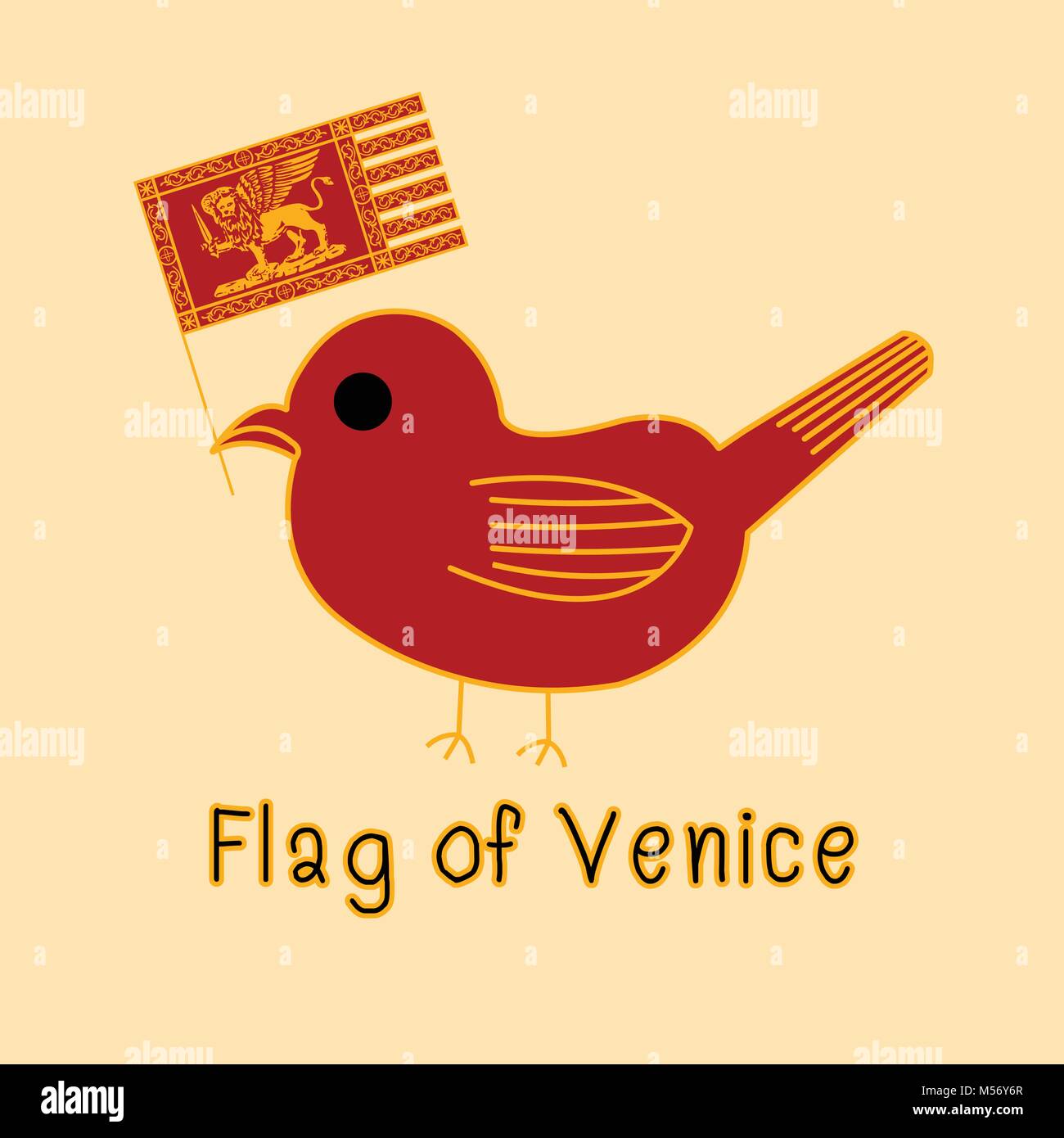 Color Imitation of Venice Flag with Bird, Famous Animal Stock Vector ...