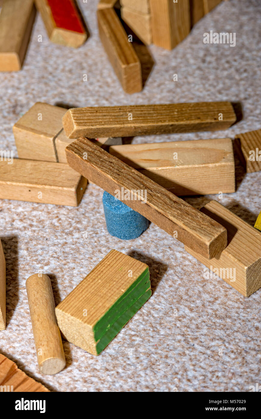 Froebel wooden building blocks for children Stock Photo - Alamy