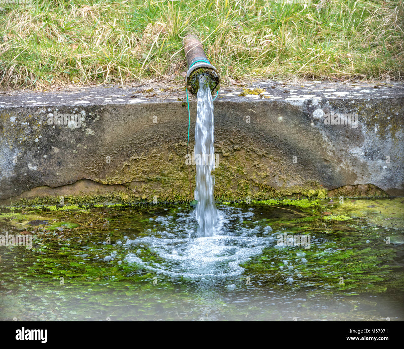 Fresh water flows from the middle of the raw Stock Photo - Alamy