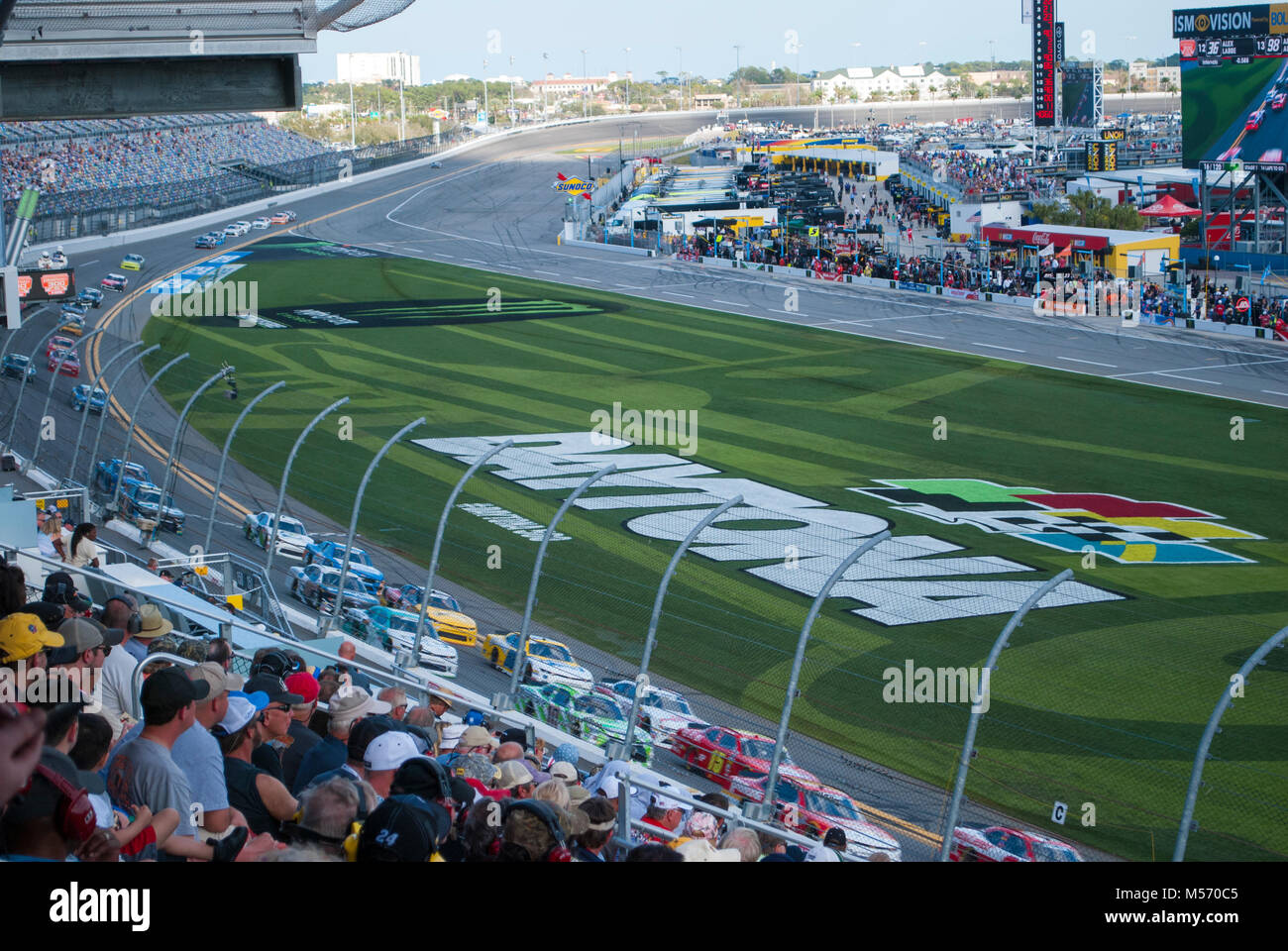 Car racing. International speedway. View from the tribune of the ...