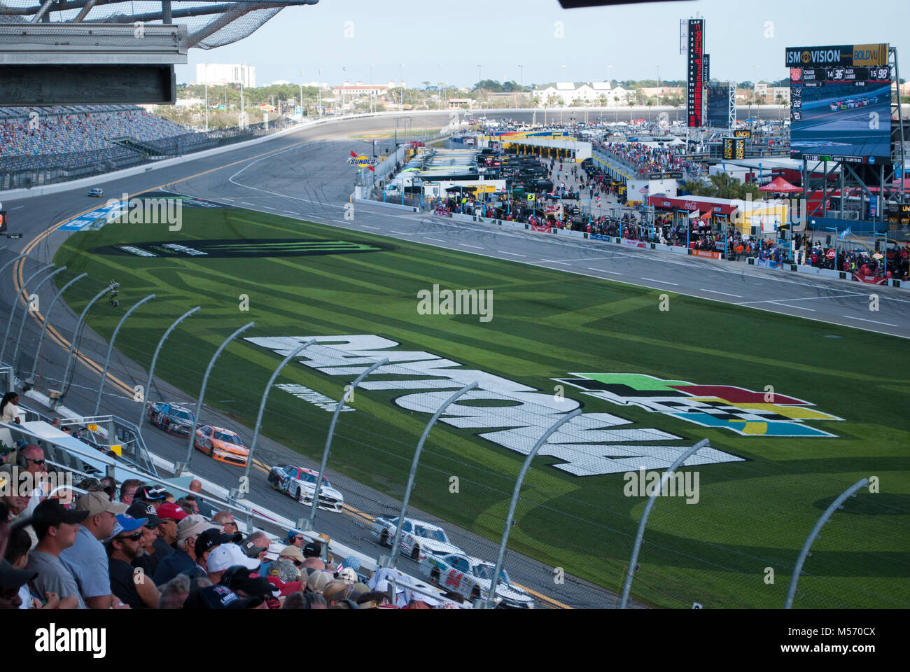 Car racing. International speedway. View from the tribune of the ...