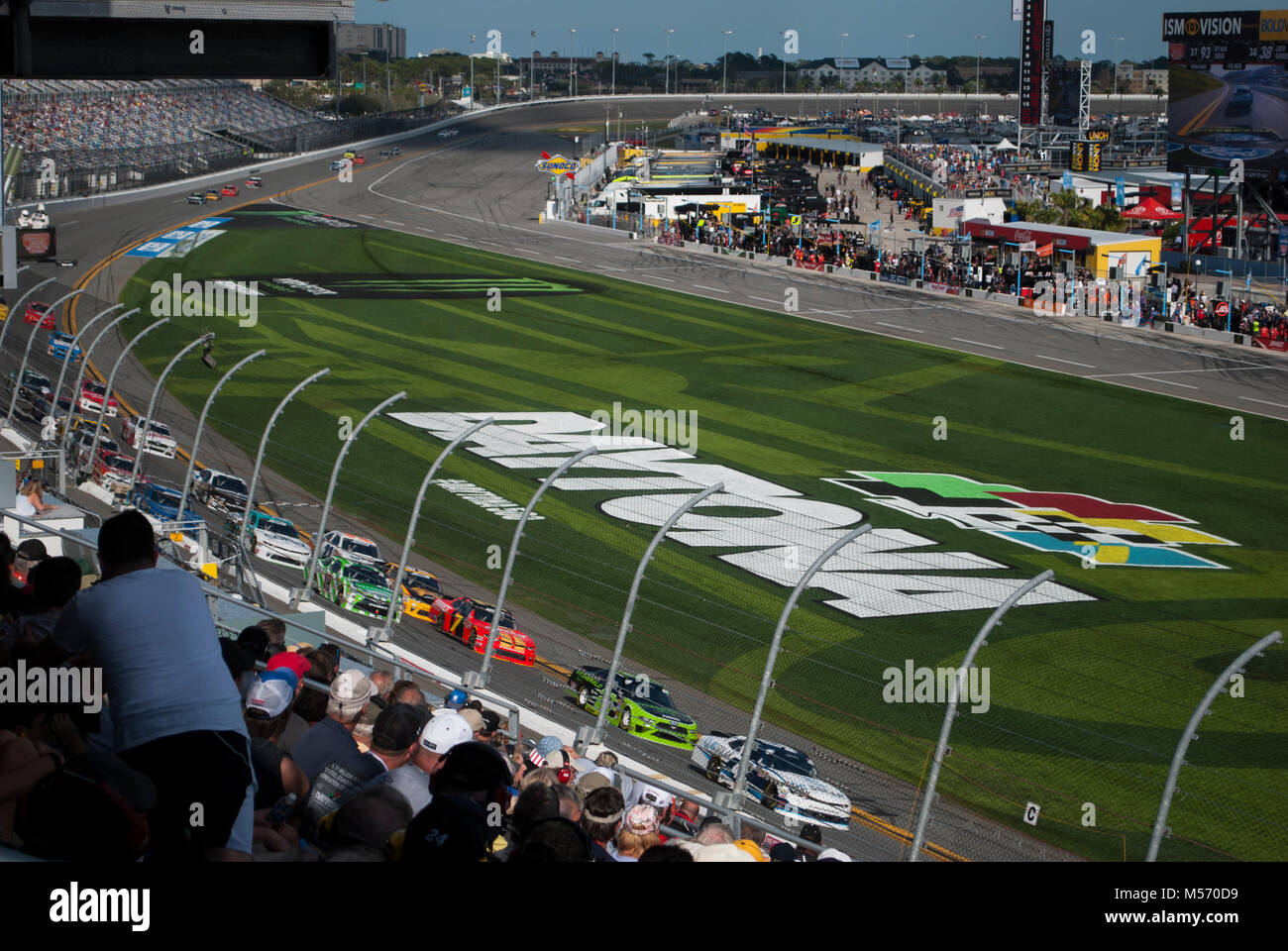 Car racing. International speedway. View from the tribune of the ...