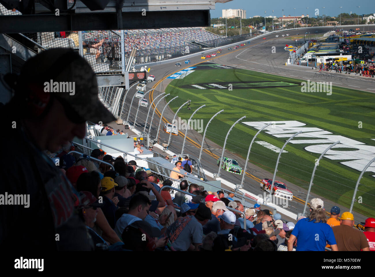 Car racing. International speedway. View from the tribune of the ...