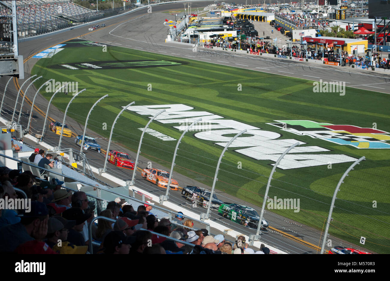 Car racing. International speedway. View from the tribune of the ...