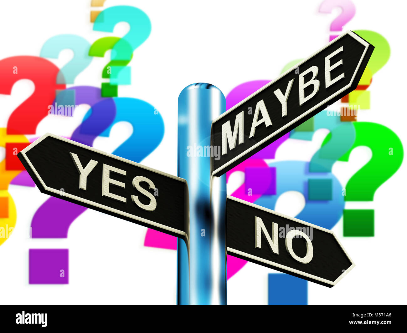 Yes No Maybe Signpost Showing Voting Decision 3d Illustration Stock ...