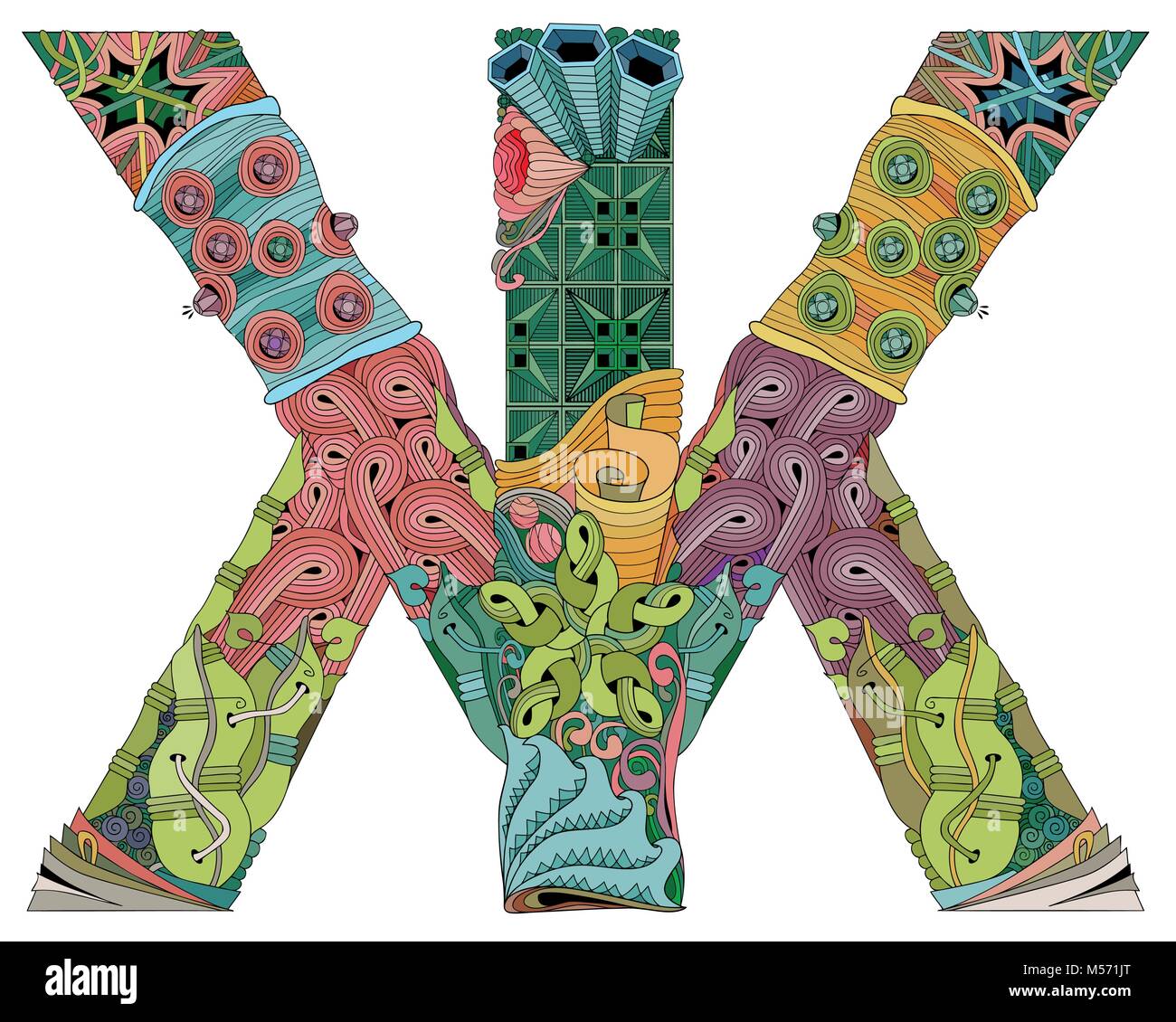 Hand-painted art design. Letter cyrillic zentangle object Stock Vector ...