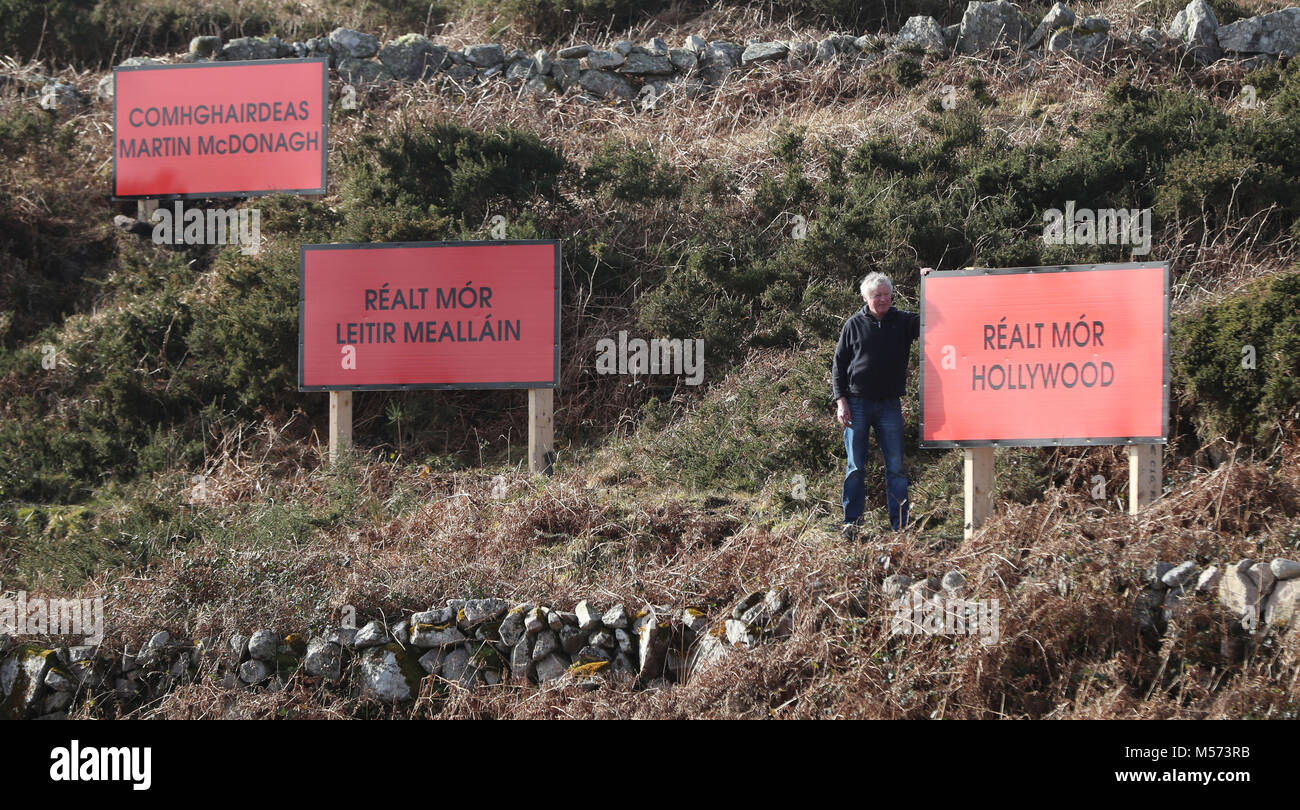 John Bhaba Jeaic O Conghaile with three billboards he erected outside ...
