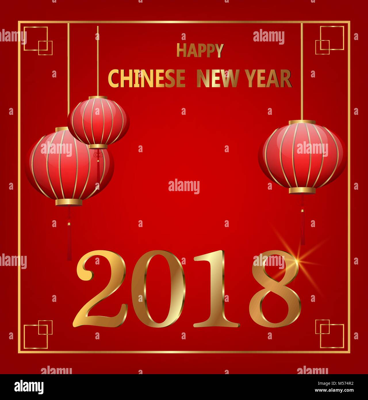 Postcard Chinese New Year Lanterns and golden letters. Vector ...