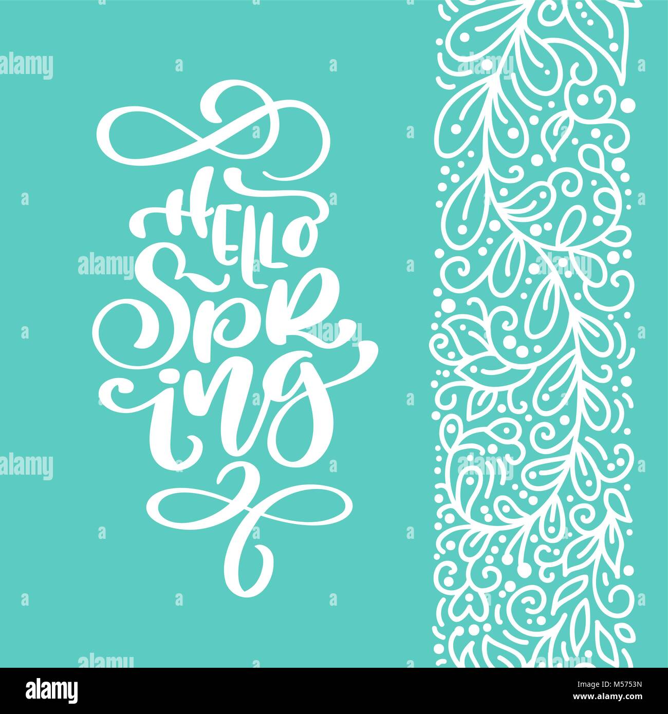Hello Spring. Hand drawn calligraphy and brush pen lettering. design ...