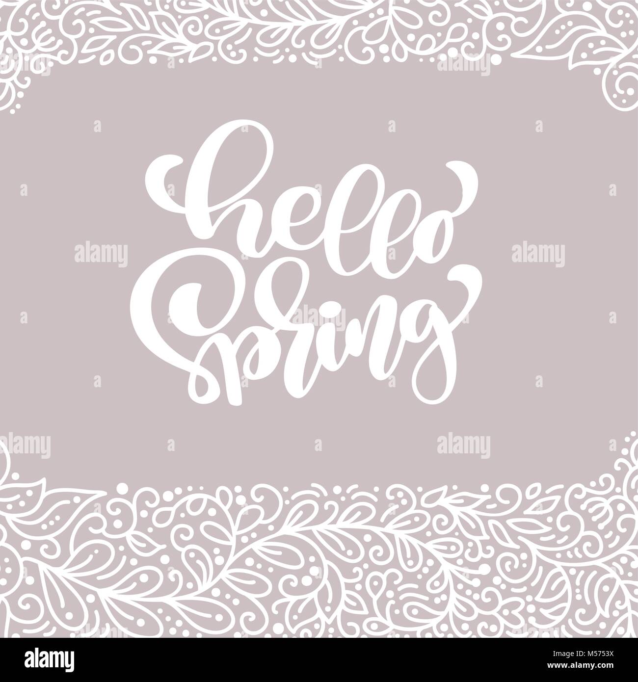 Hello Spring. Hand drawn calligraphy and brush pen lettering. design ...
