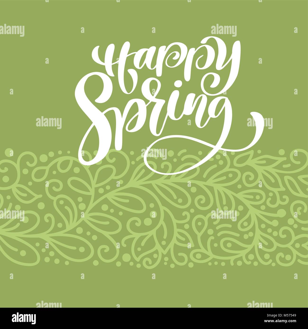 Happy Spring. Hand drawn calligraphy and brush pen lettering. design ...
