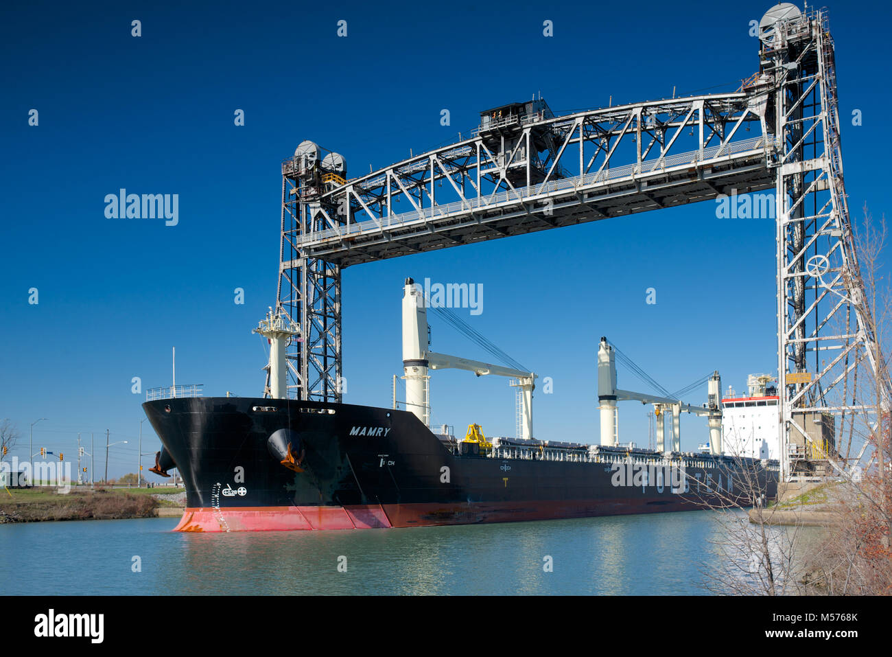 The Mamry bulk carrier passing through the Welland Canal Stock Photo ...