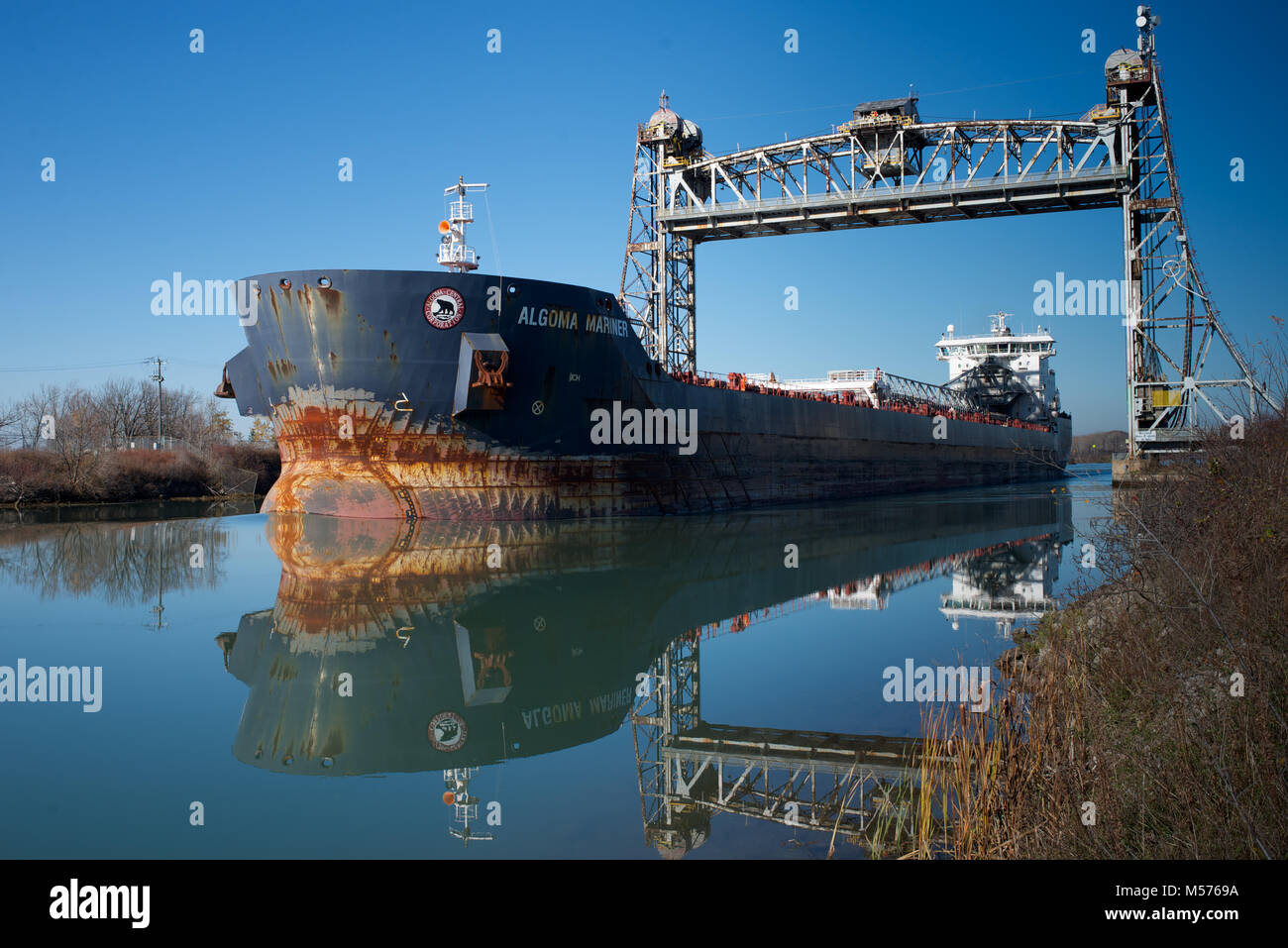 The Algoma Mariner self discharging bulk carrier passing under a lift ...