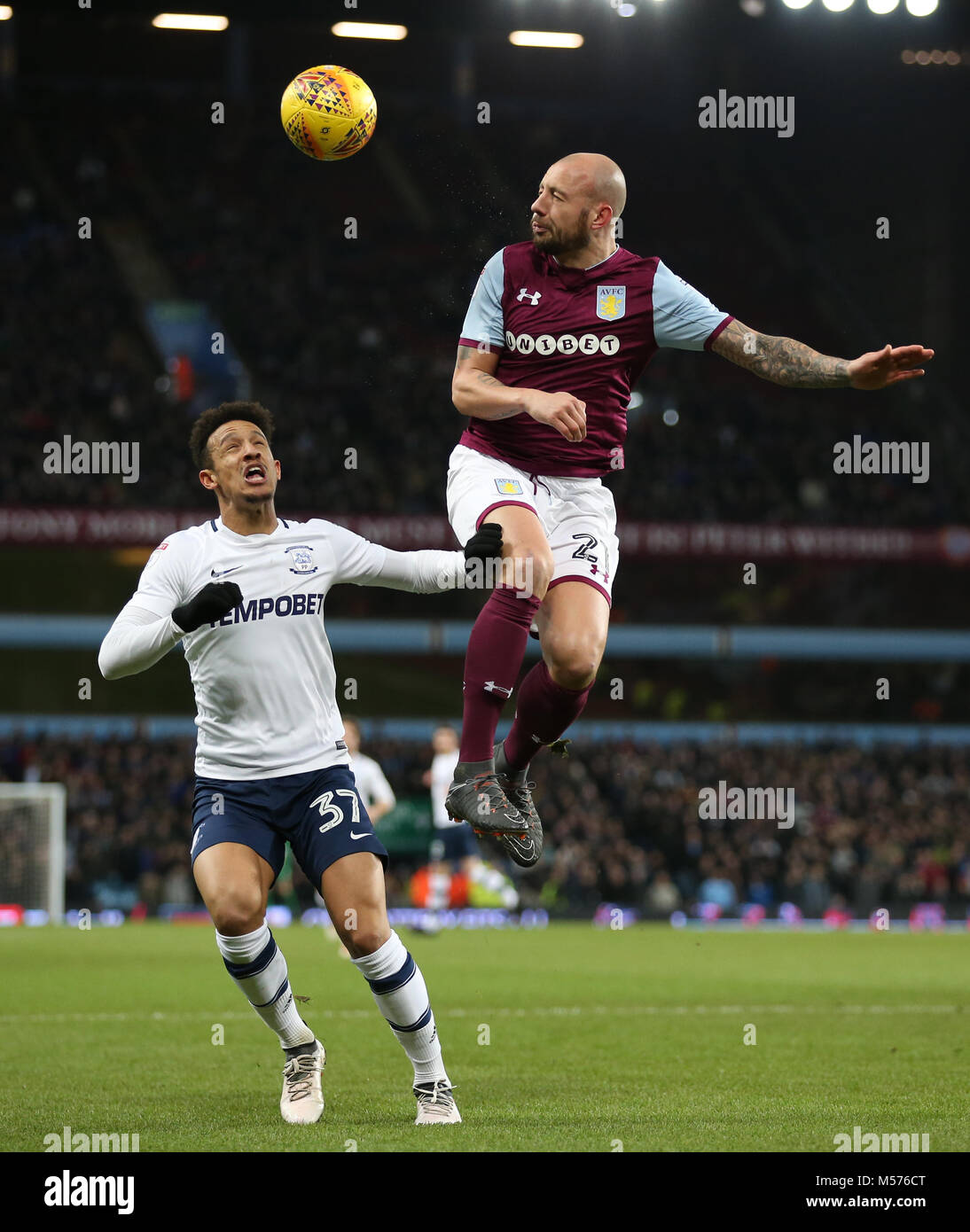 Aston Villa's Alan Hutton (right) and Preston North End's Callum ...