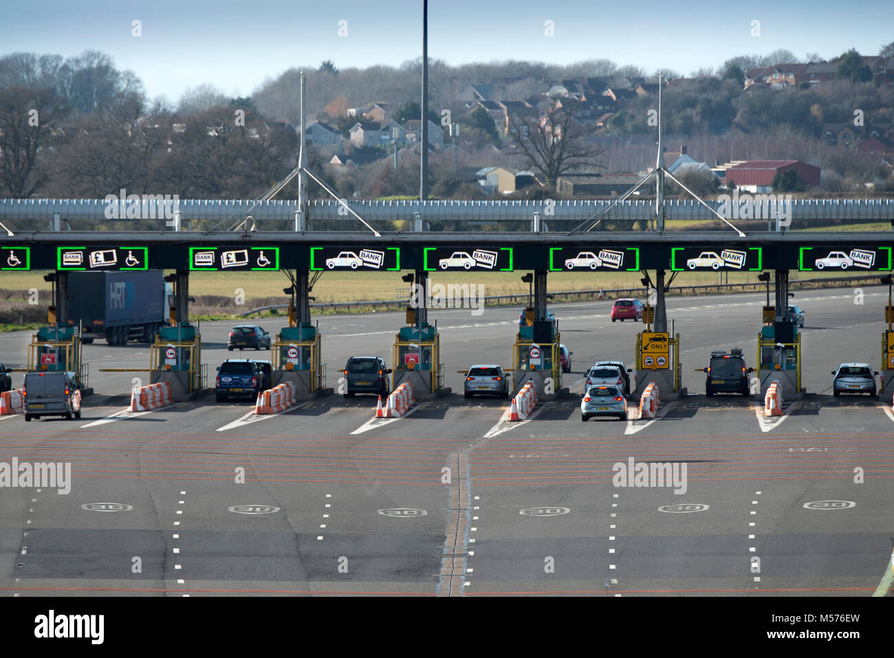 The toll booths on the Second Severn Crossing, also called the Severn ...