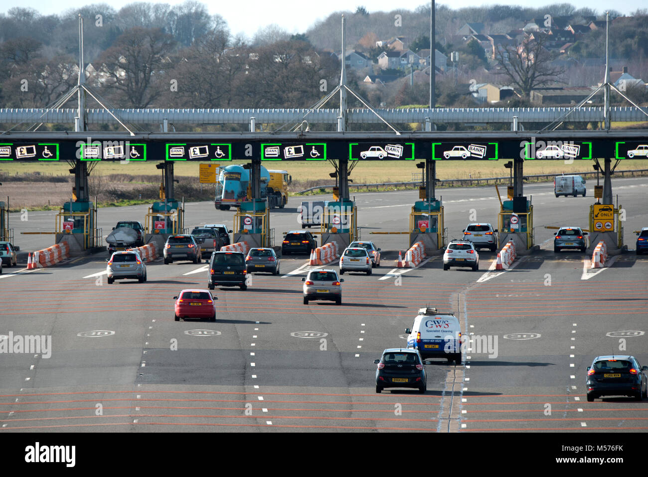 The toll booths on the Second Severn Crossing, also called the Severn ...