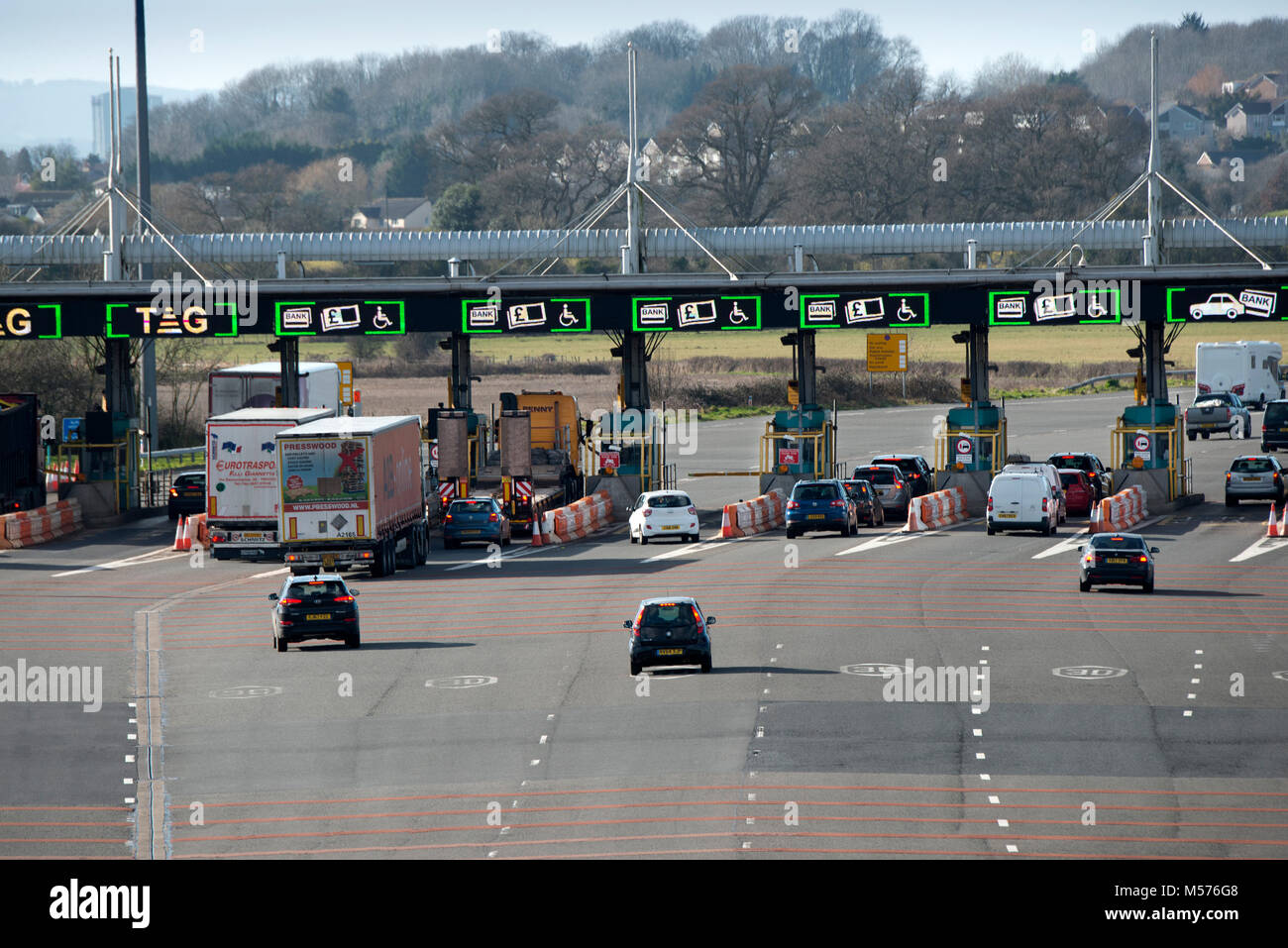 The toll booths on the Second Severn Crossing, also called the Severn ...