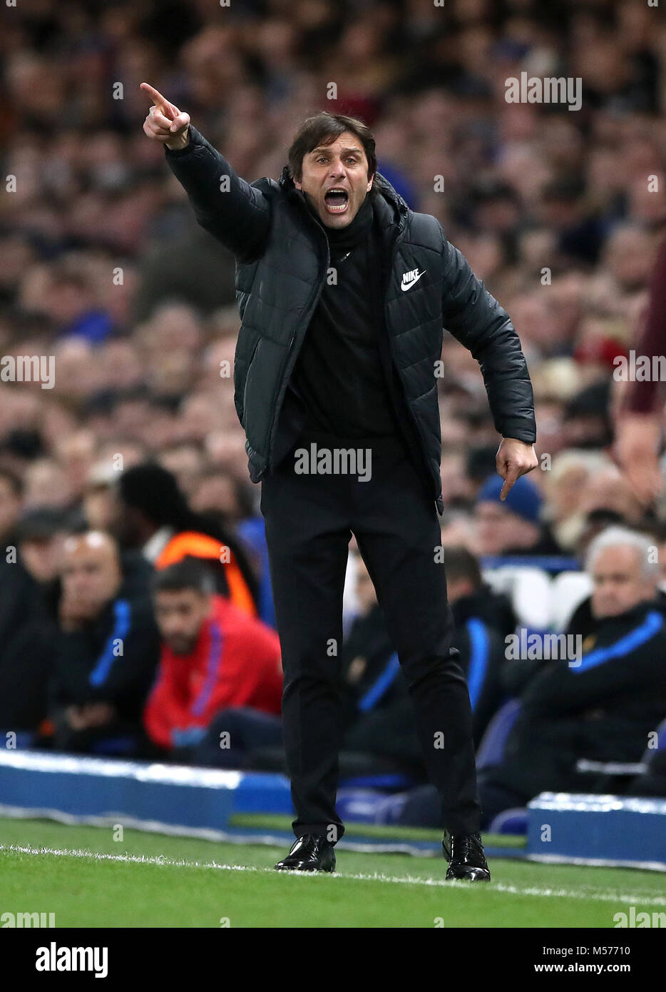 Chelsea manager Antonio Conte gestures on the touchline during the UEFA ...