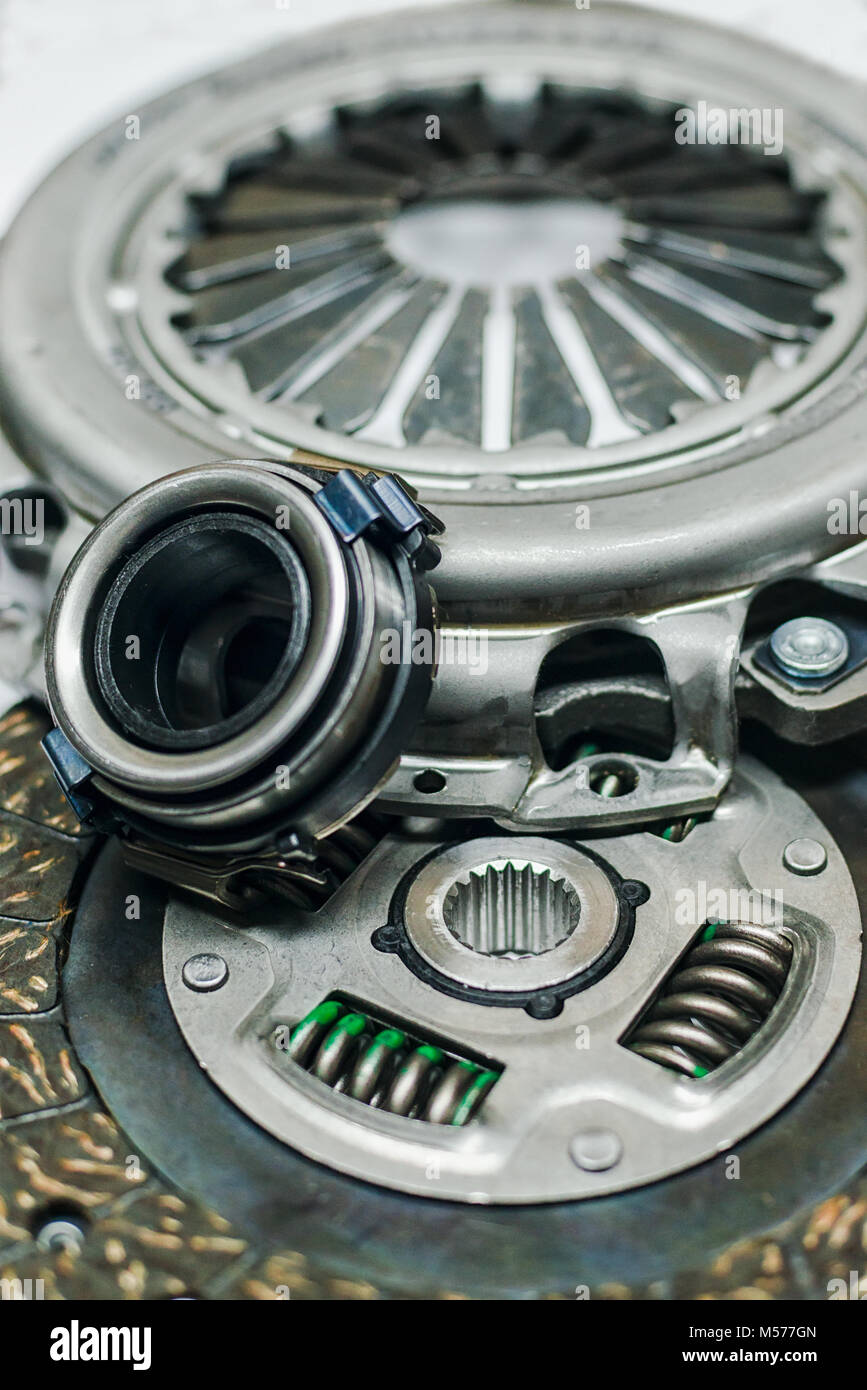 set of elements of the car clutch system at shallow depth of field ...