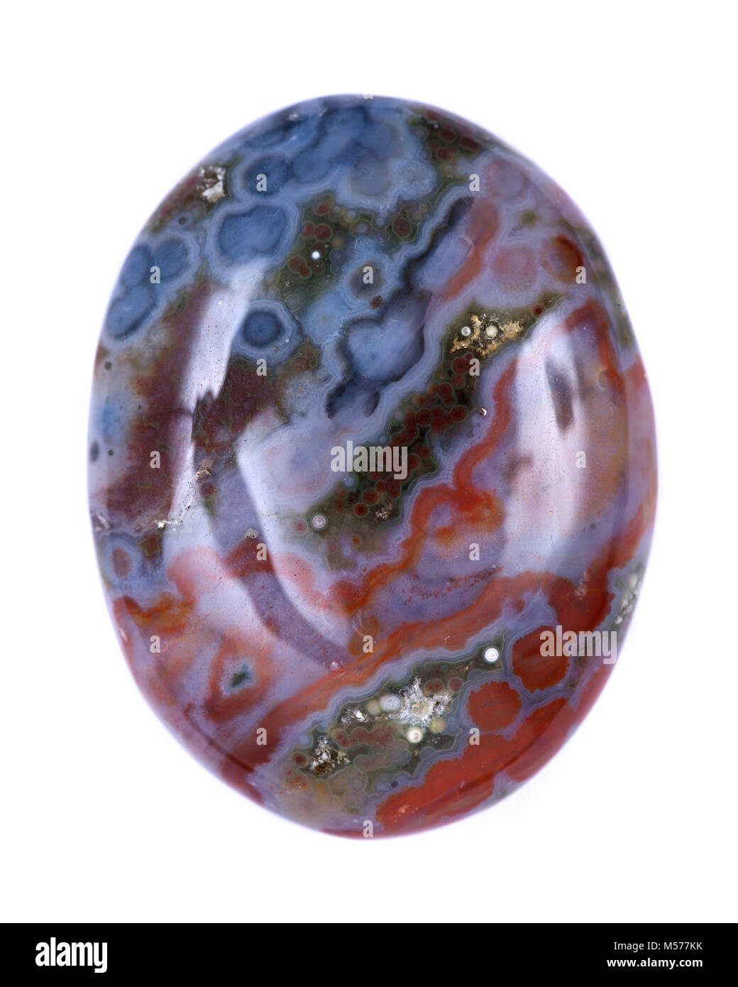Polished ocean jasper palm stone from Madagascar isolated on white ...