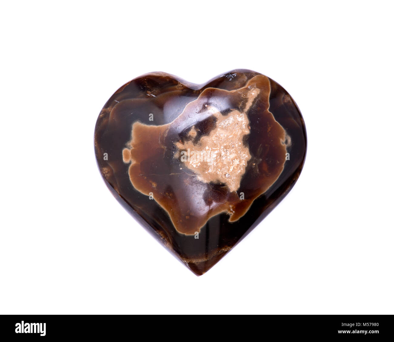 Polished aragonite heart from Peru, isolated on white background Stock ...