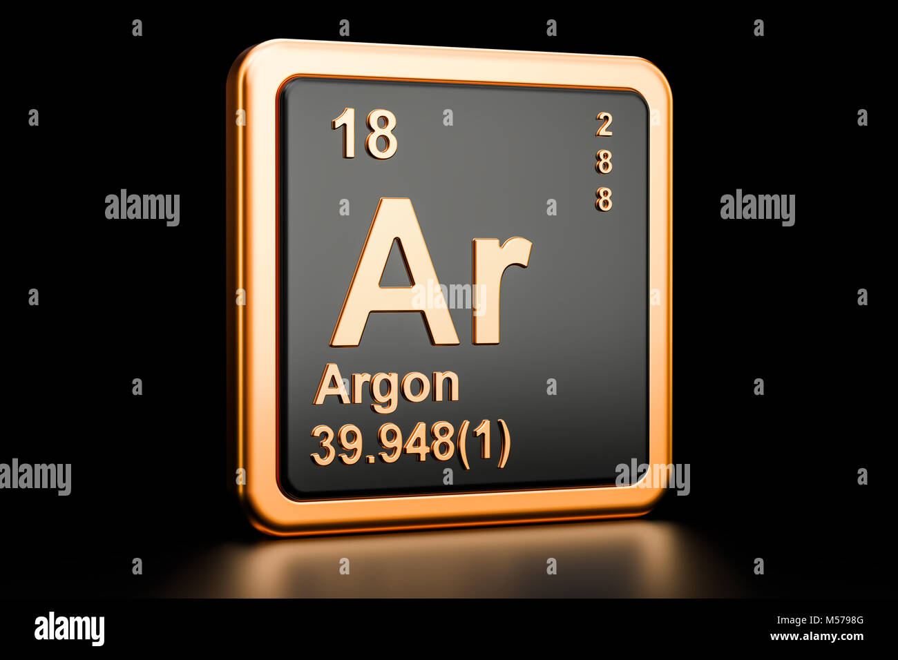 Argon Ar, chemical element. 3D rendering isolated on black background ...