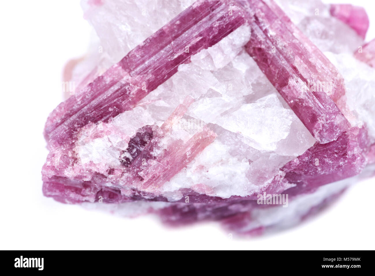 Rough white quartz studded with pink tourmaline crystals, from Brazil ...