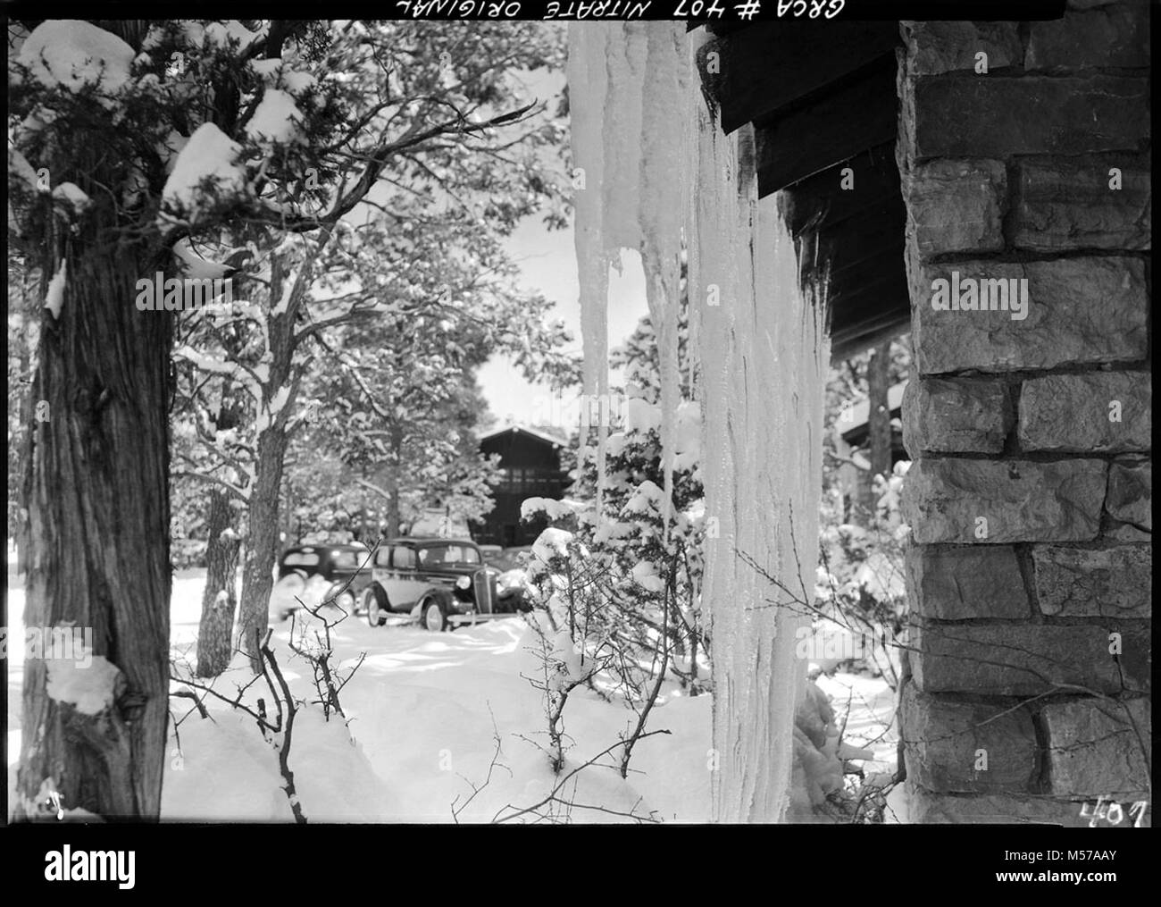 Grand Canyon Old Cameron Hotel and Post Office . ICICLES HANGING FROM ...