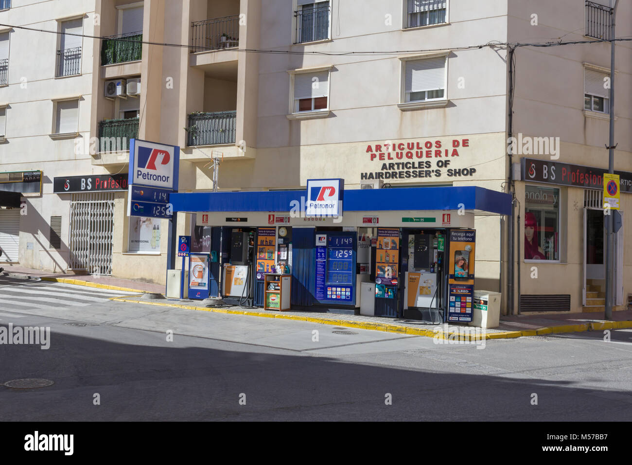 Petronor Petrol Station in Albox Town center, Almeria province ...