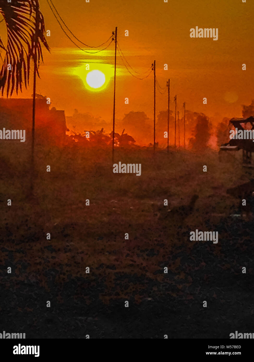 The Rural Area in the Morning with sunrise background and foreground ...