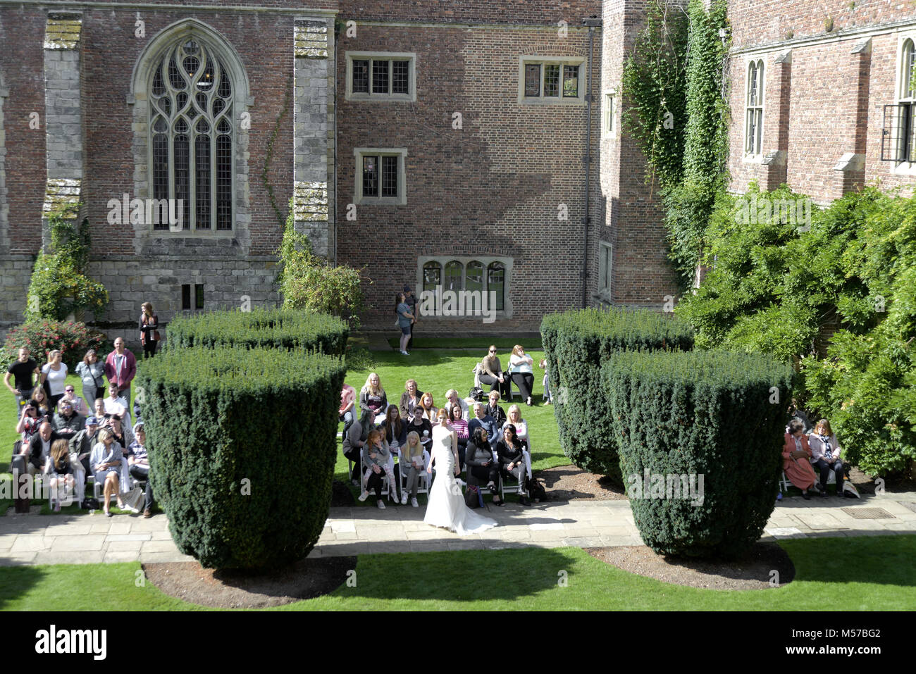 Beautiful Models wearing Bridal wear are walking on a catwalk at ...