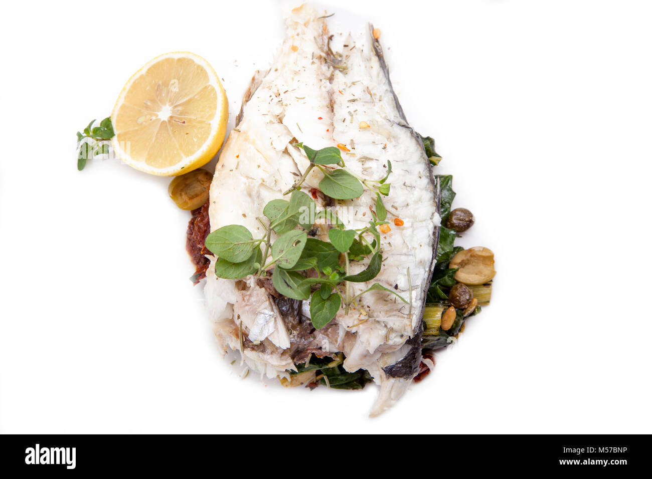 Fish dish - fried fish fillet and vegetables,Tasty healthy baked plaice ...