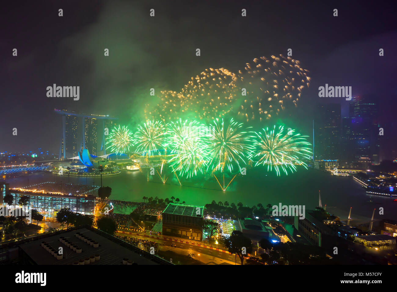 National day celebration at marina bay singapore hi-res stock ...