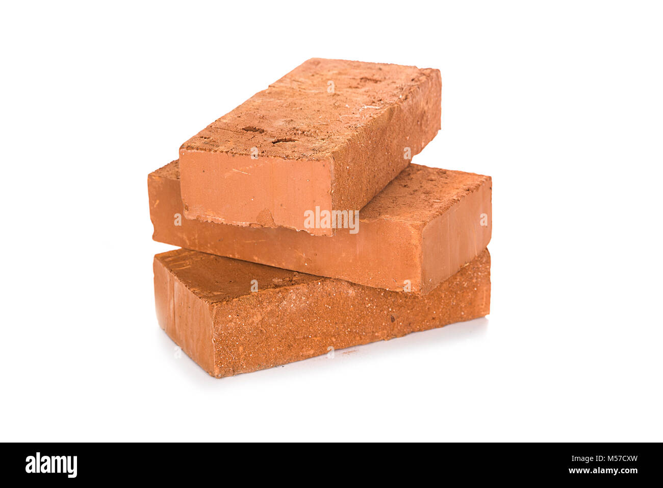 Solid clay bricks used for construction,Old red brick isolated on white ...