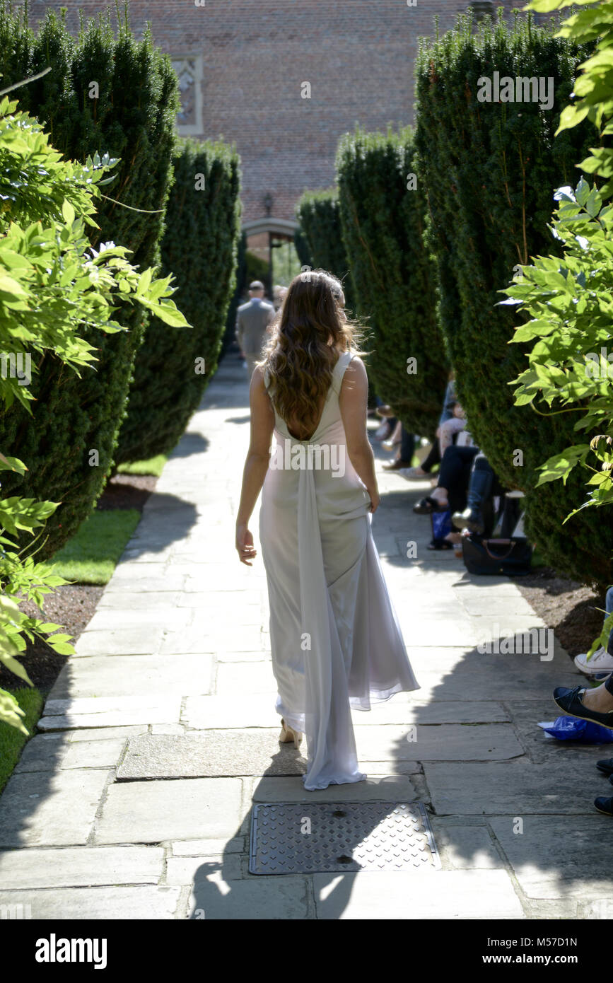 Beautiful Models wearing Bridal wear are walking on a catwalk at ...