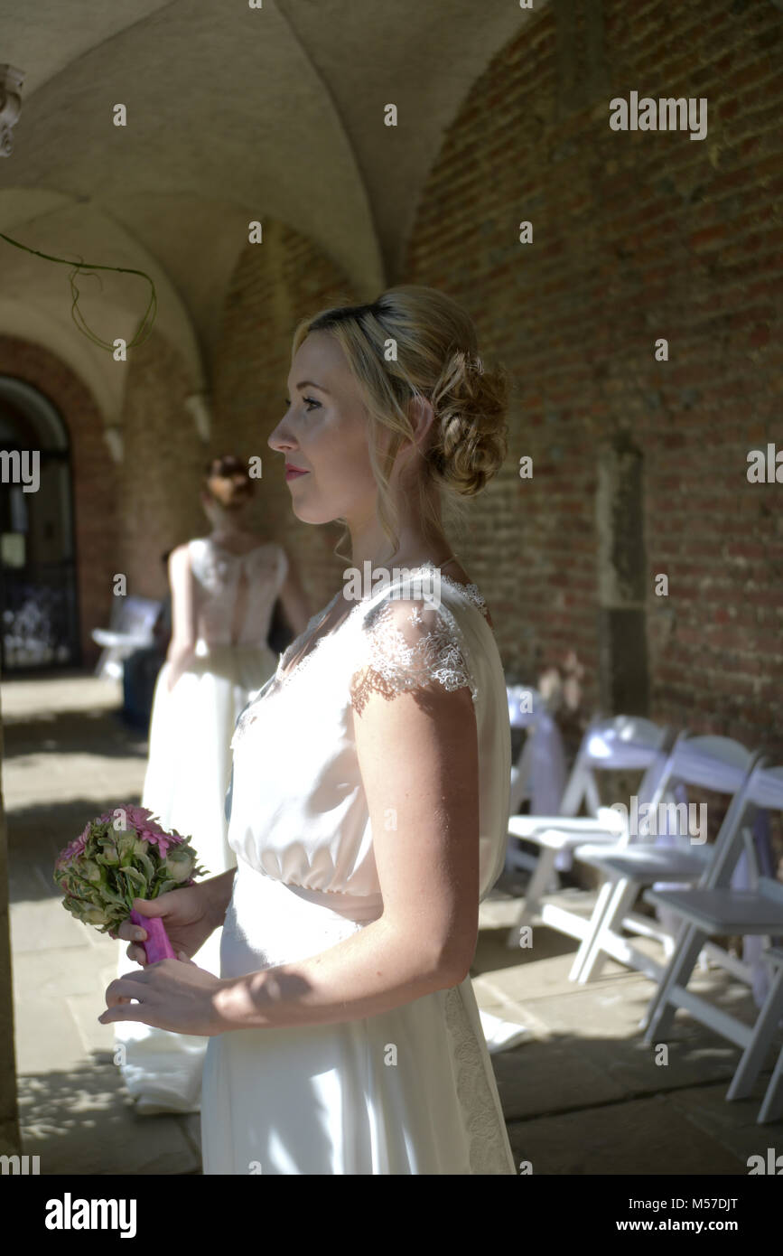 Beautiful Models wearing Bridal wear are walking on a catwalk at ...