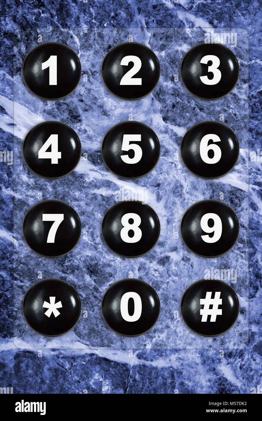 Telephone keyboard on blue marble texture Stock Photo - Alamy