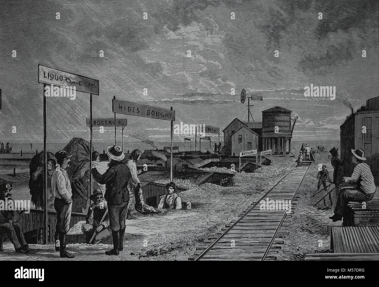 USA. Prairie. Town and railroad. Frank Leslie's Illustrated Newspaper ...