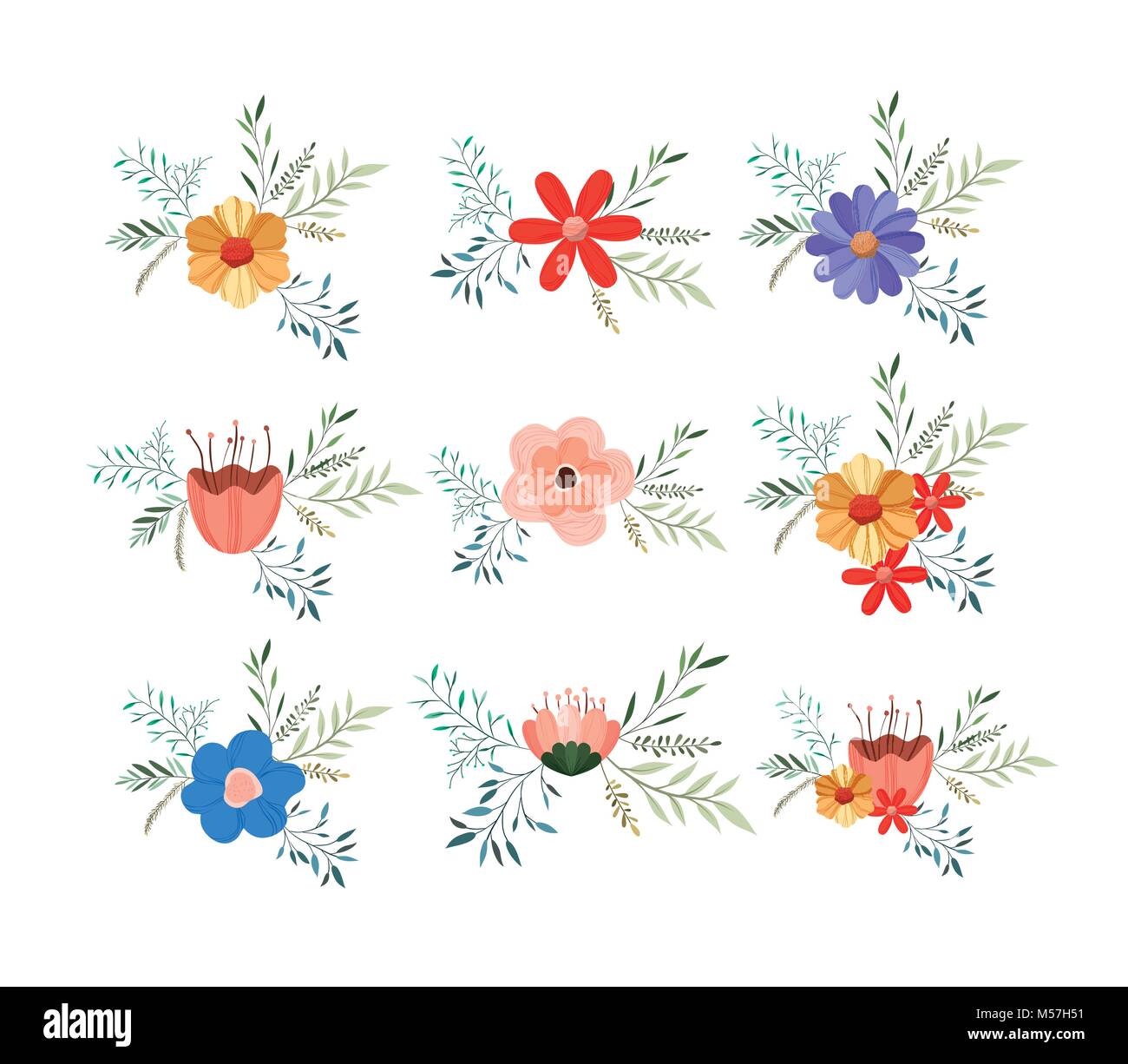 set floral decoration vintage style Stock Vector Image & Art - Alamy