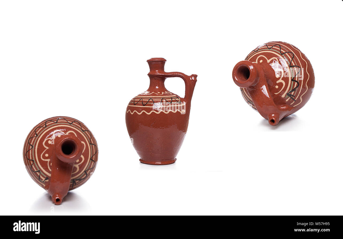 clay jug handmade isolated on white background Stock Photo - Alamy