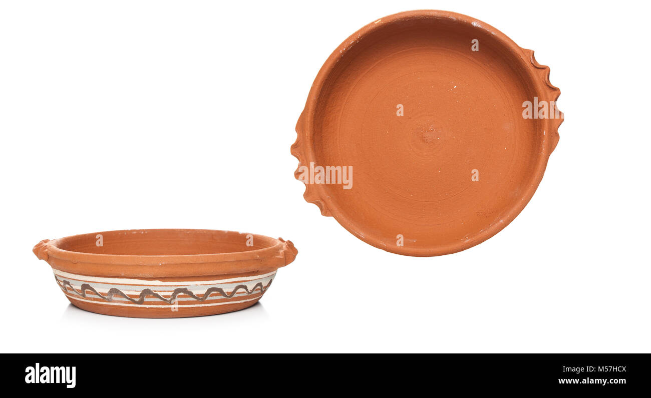 clay pot isolated on white background,a terracotta dinner terrine ...