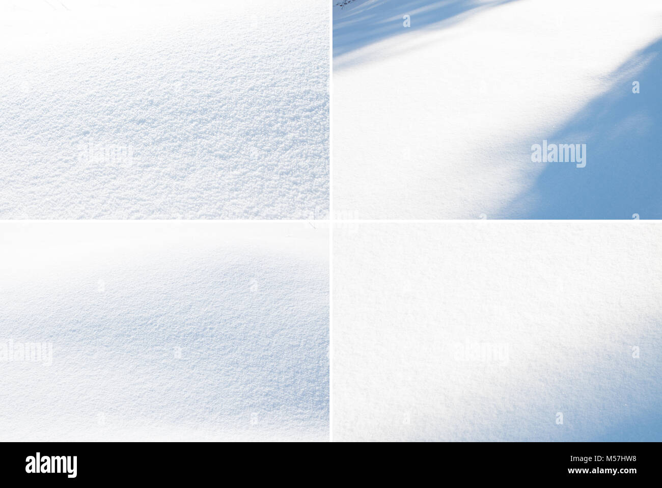 fresh snow background,four different snow texture Stock Photo - Alamy