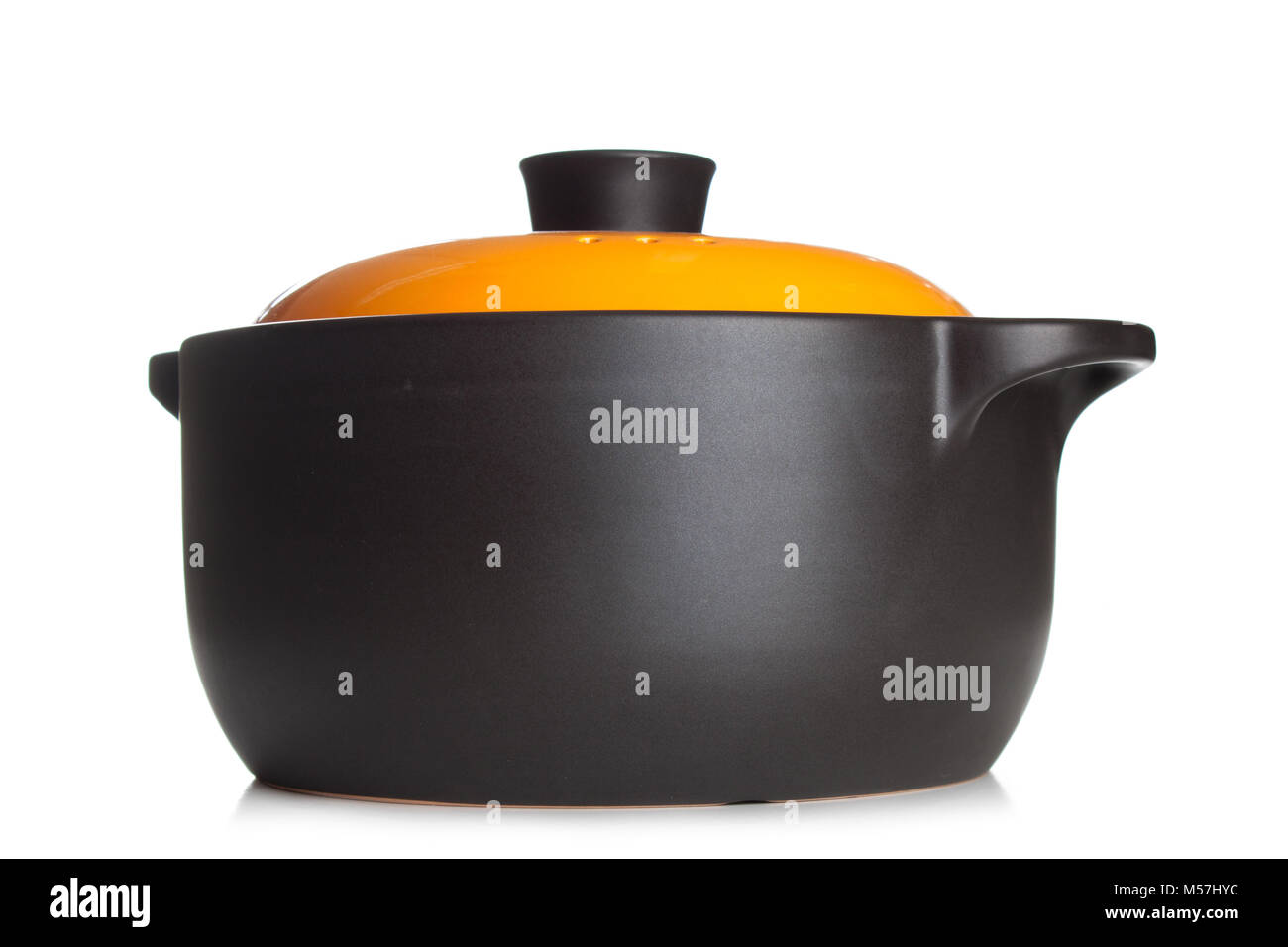 Orange cast iron cooking pot isolated on white background. casserole ...