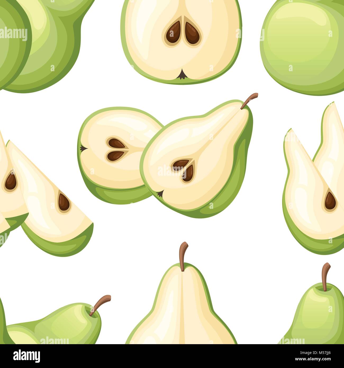 Seamless pattern of pear and slices of pears. Vector illustration of ...