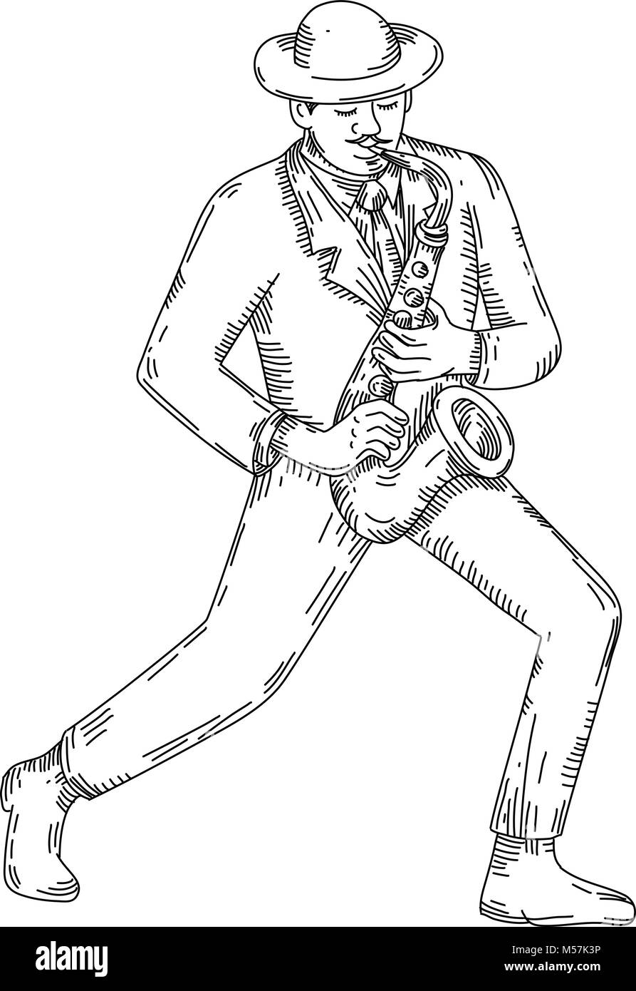 Sax player line drawing hi-res stock photography and images - Alamy