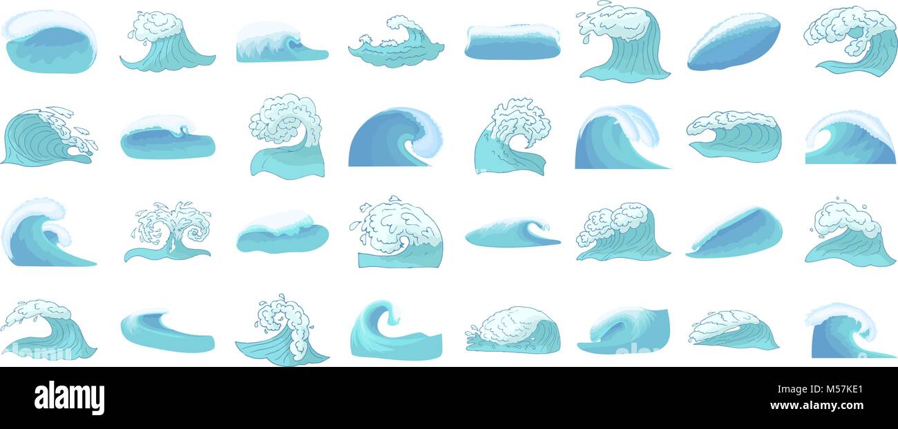 Wave icon set, cartoon style Stock Vector Image & Art - Alamy